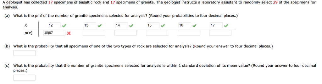 Solved A geologist has collected 17 specimens of basaltic | Chegg.com