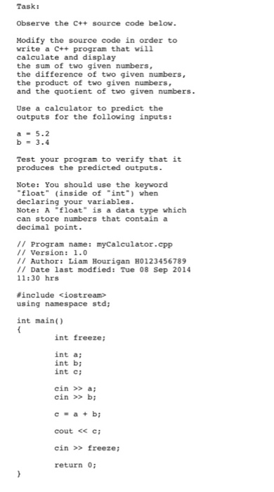 Solved Task Observe Thee C Source Code Below Modify The 1412