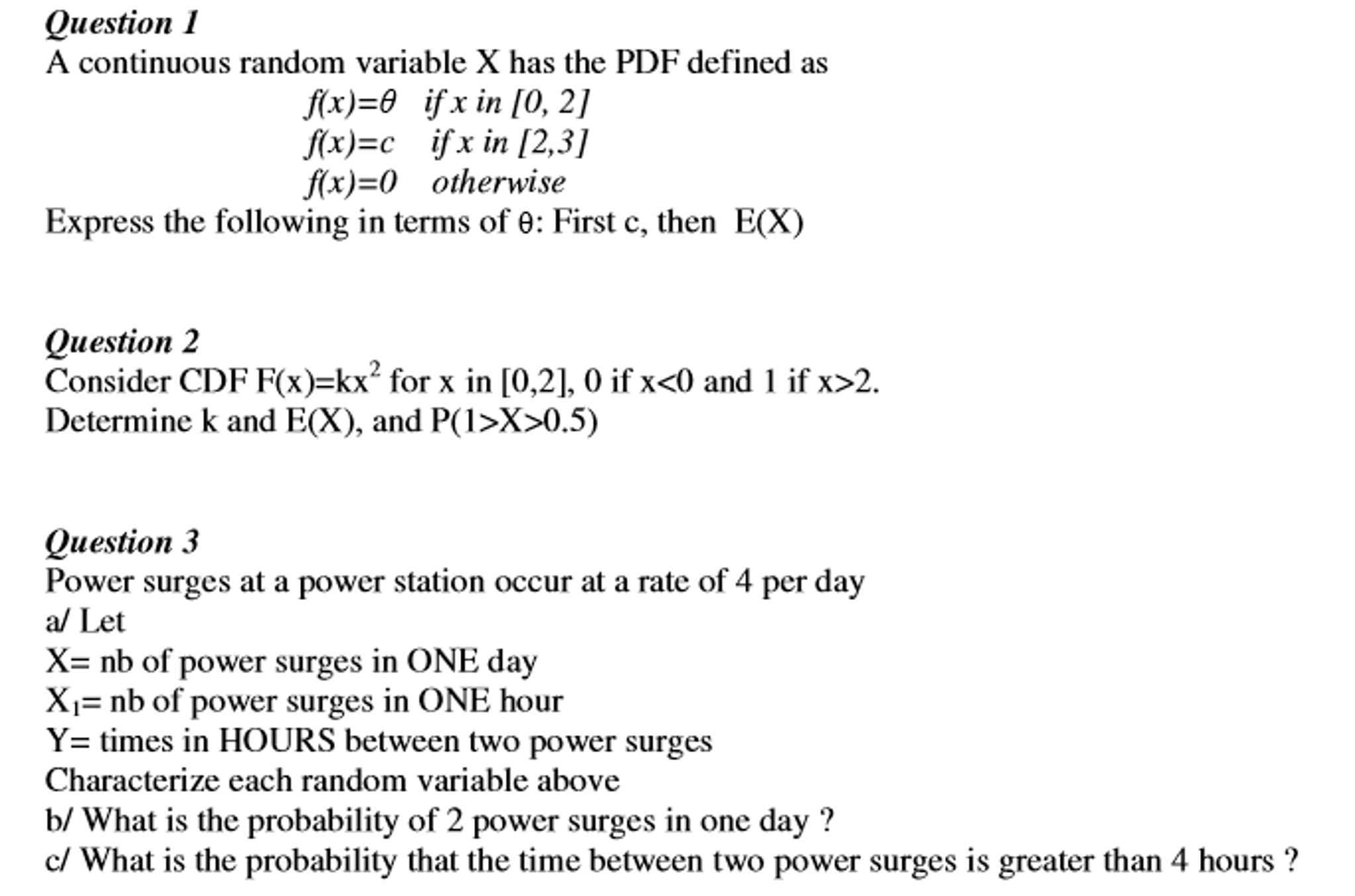 Solved A continuous random variable X has the PDF defined as | Chegg.com