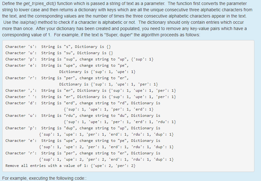 Solved Define the get_triples_dict() function which is | Chegg.com Solved Define the get_triples_dict() function which is | Chegg.com