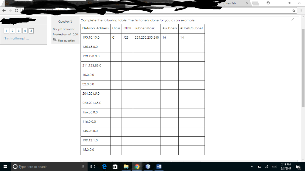Solved Complete the following table. The first one is done | Chegg.com