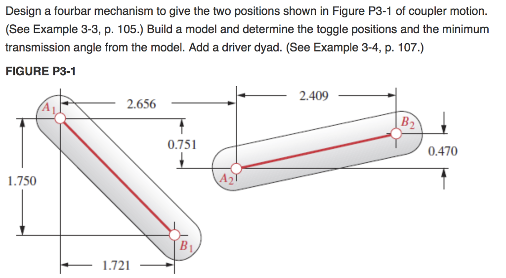 Solved Design a fourbar mechanism to give the two positions | Chegg.com