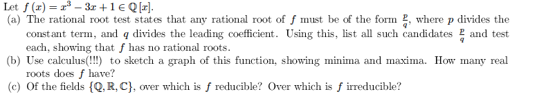 Solved (a) The rational root test states that any rational | Chegg.com