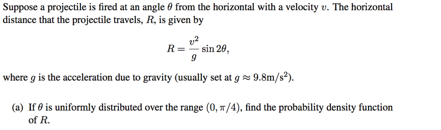 Solved Suppose a projectile is fired at an angle theta from | Chegg.com