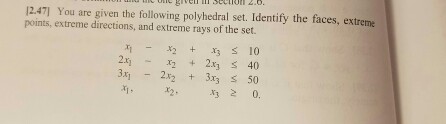 Solved You are given the following polyhedral set. Identify | Chegg.com