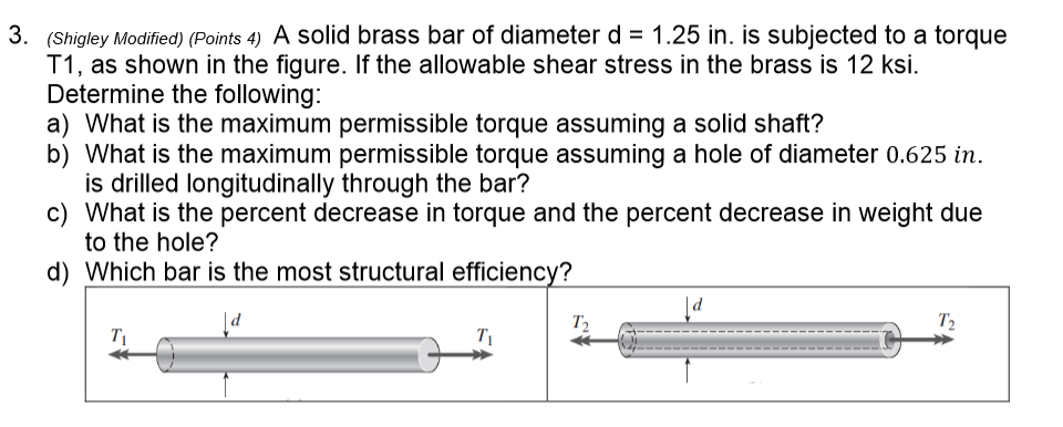 Solved 3. (Shigley Modified) (Points 4) A solid brass bar of | Chegg.com Solved 3. (Shigley Modified) (Points 4) A solid brass bar of | Chegg.com