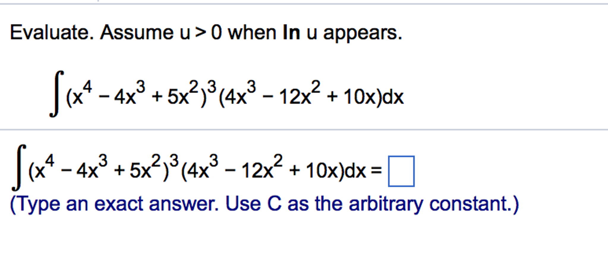 Solved Evaluate. Assume u > 0 when ln u appears. integral | Chegg.com