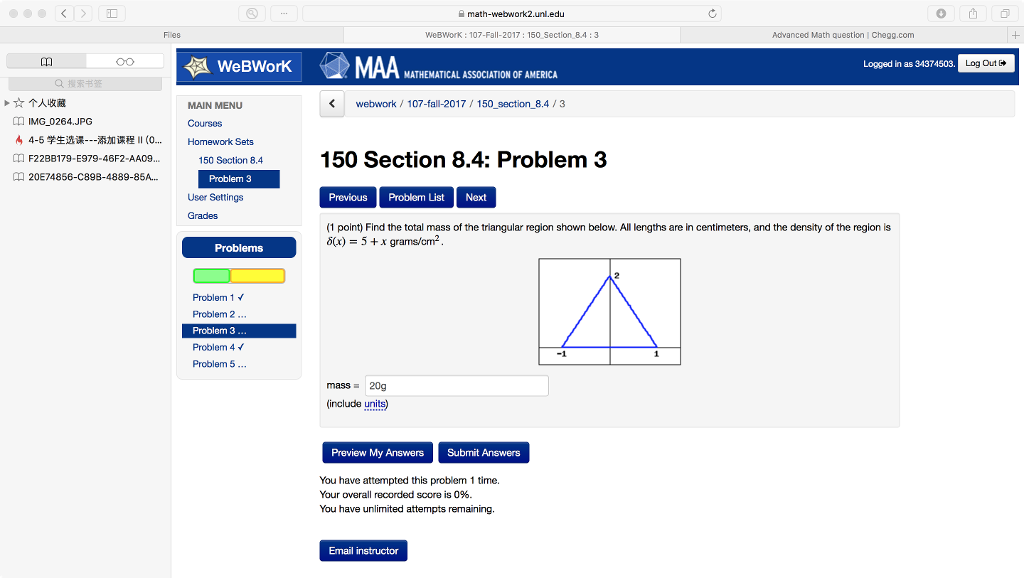 Solved math-webwork2.unl.edu Filles WeBWorK: | Chegg.com