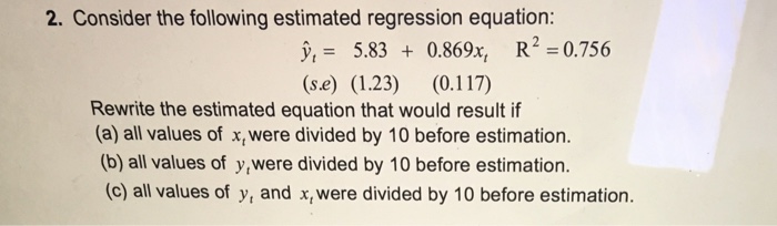 Solved Consider the following estimated regression equation: | Chegg.com
