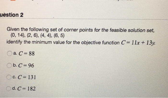 Solved Given the following set of corner points for the | Chegg.com