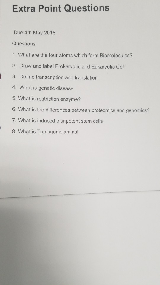 Solved Extra Point Questions Due 4th May 2018 Questions 1. | Chegg.com