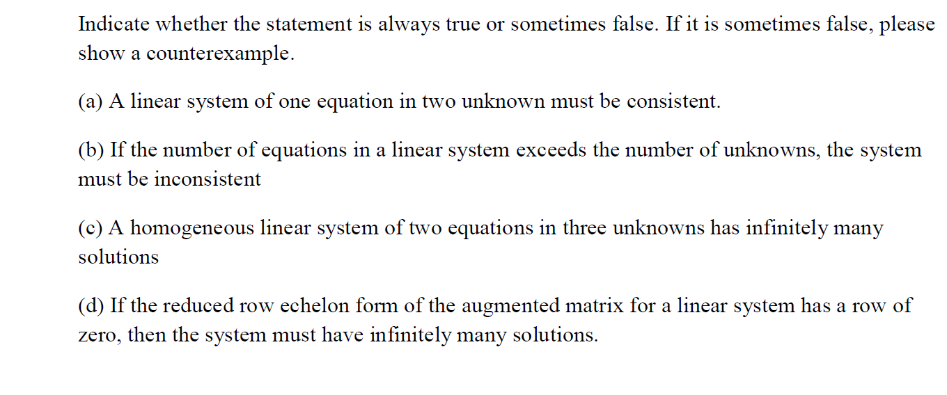 Solved Indicate Whether The Statement Is Always True Or