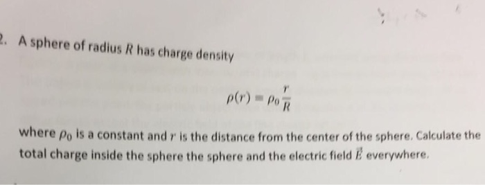 Solved A sphere of radius R has charge density rho(r) = | Chegg.com