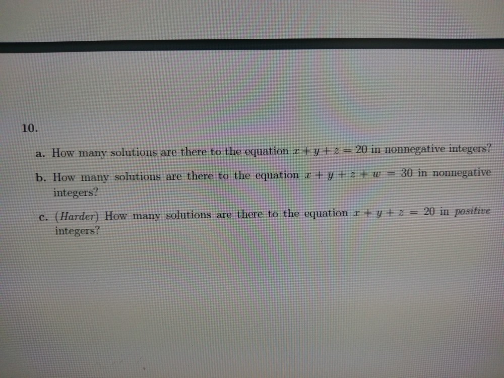 Solved 10. a. How many solutions are there to the equation a | Chegg.com