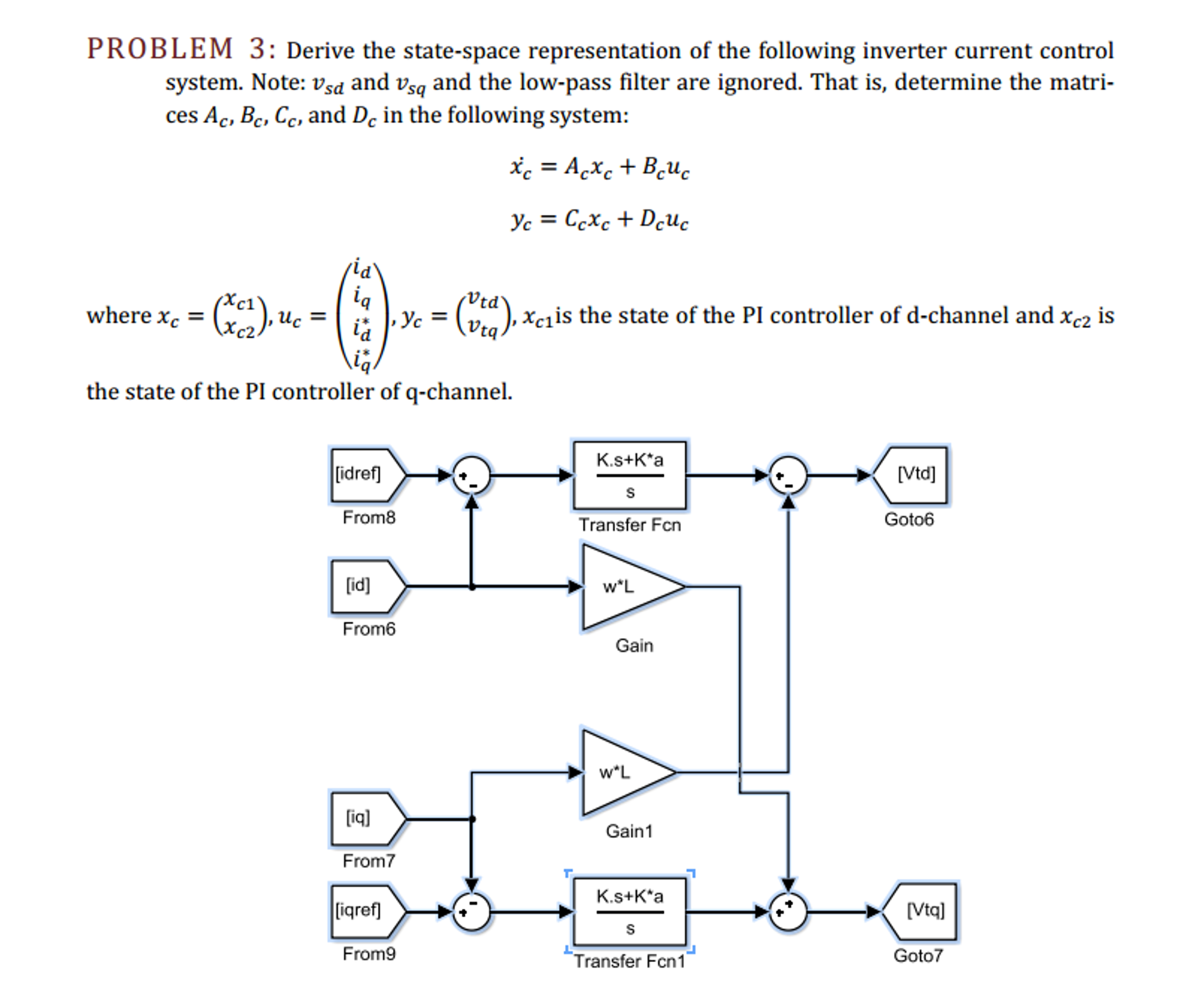 The state-space representation of the inverter is | Chegg.com