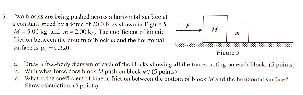Solved 3. Two blocks are being pushed across a horizontal | Chegg.com