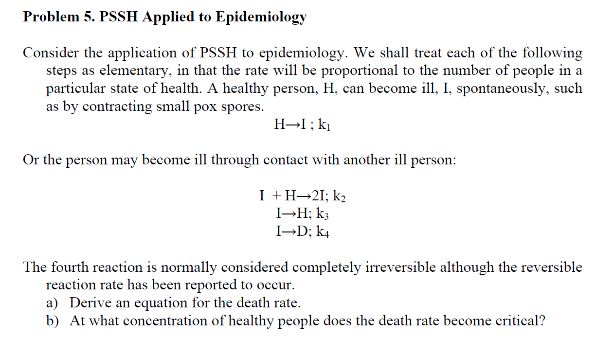 Solved Problem 5. PSSH Applied to Epidemiology Consider the | Chegg.com