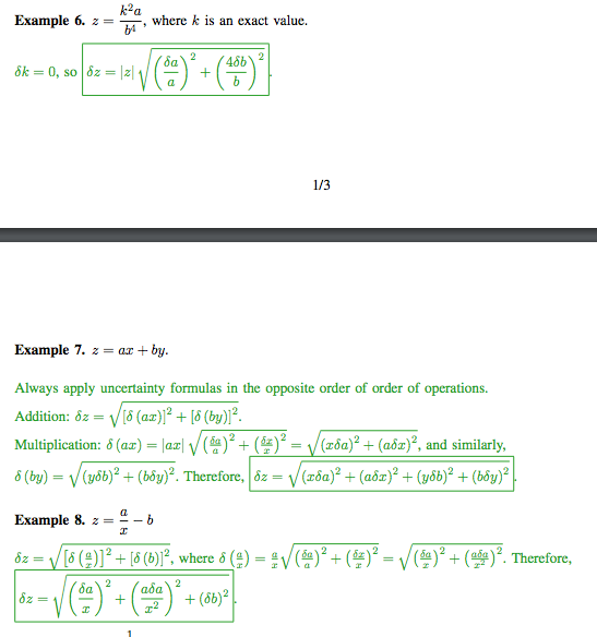 Solved Uncertainty Propagation Examples Instructions: . Find | Chegg.com