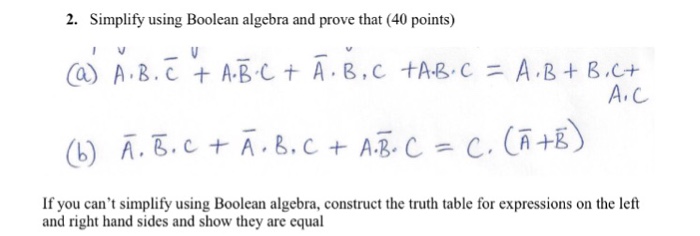 Solved Simplify using Boolean algebra and prove that A | Chegg.com