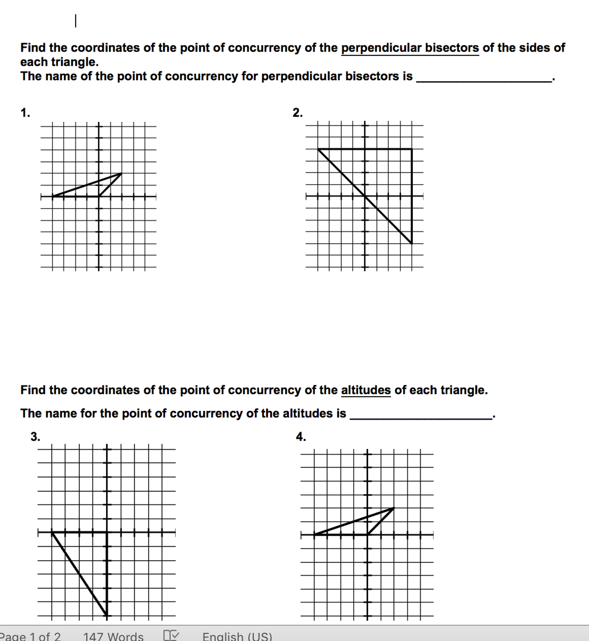 Solved Find The Coordinates Of The Point Of Concurrency Of