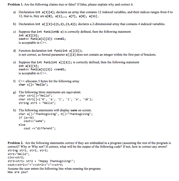 Solved: Please Help Me Answer The Following Questions (C++... | Chegg.com