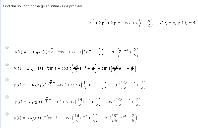 Solved Find the solution of the given initial value problem. | Chegg.com