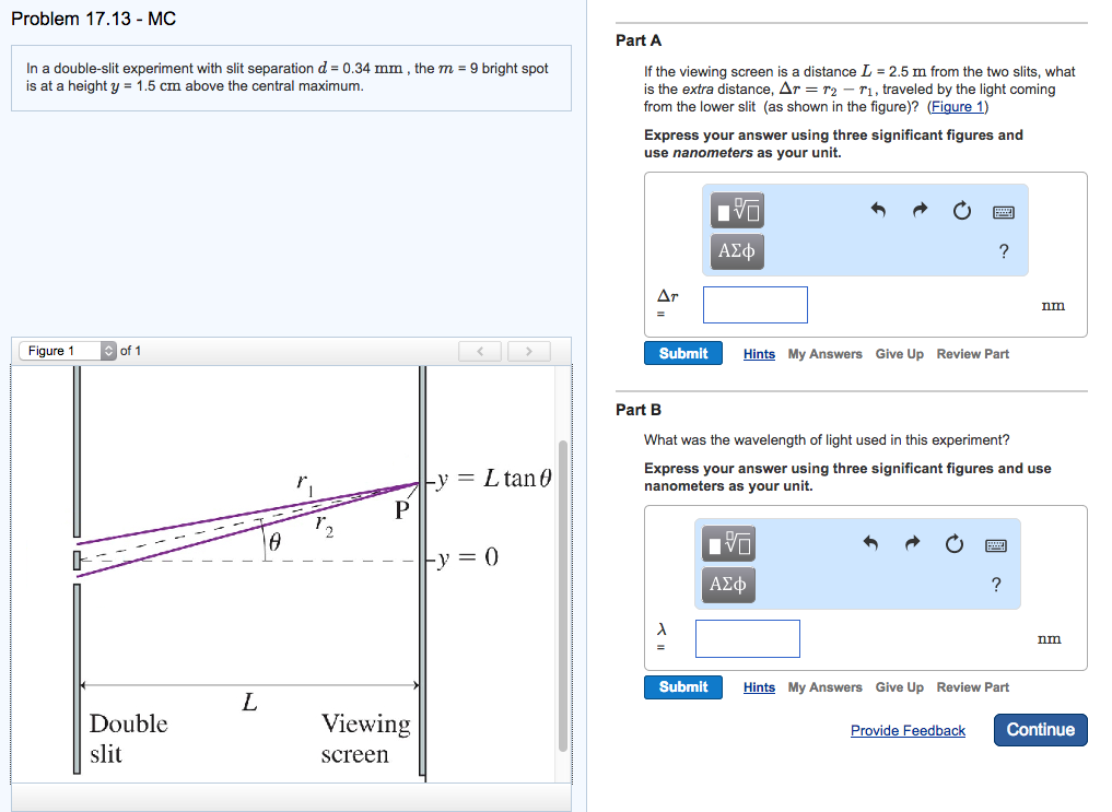 Solved In a double-slit experiment with slit separation d, = | Chegg.com