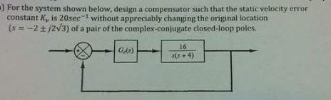 Solved ) For the system shown below, design a compensator | Chegg.com