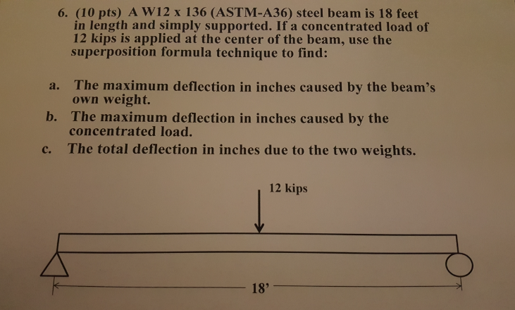 Solved 6. (10 pts) A W12 x 136 (ASTM-A36) steel beam is 18 | Chegg.com