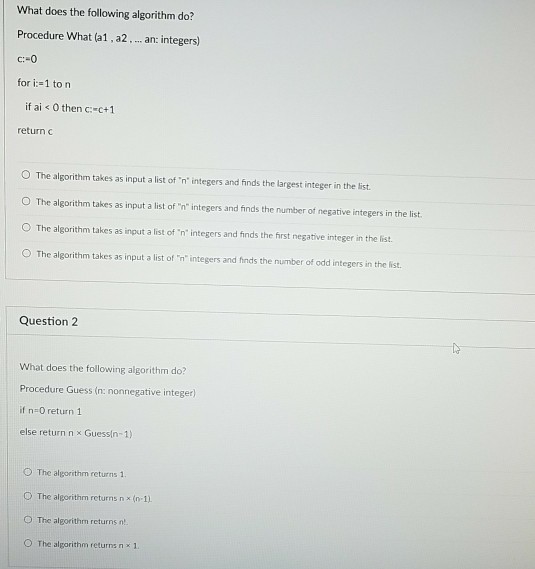 Solved What does the following algorithm do? Procedure What | Chegg.com