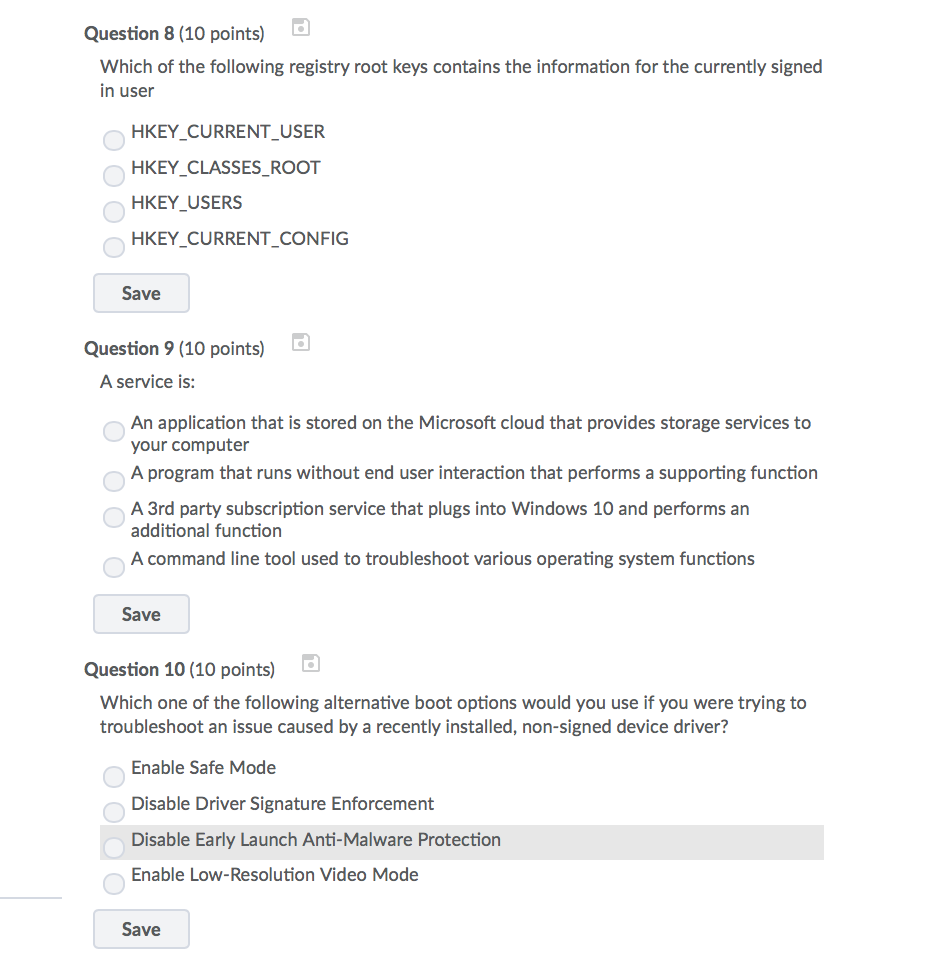 Solved Question 8 (10 points) Which of the following | Chegg.com