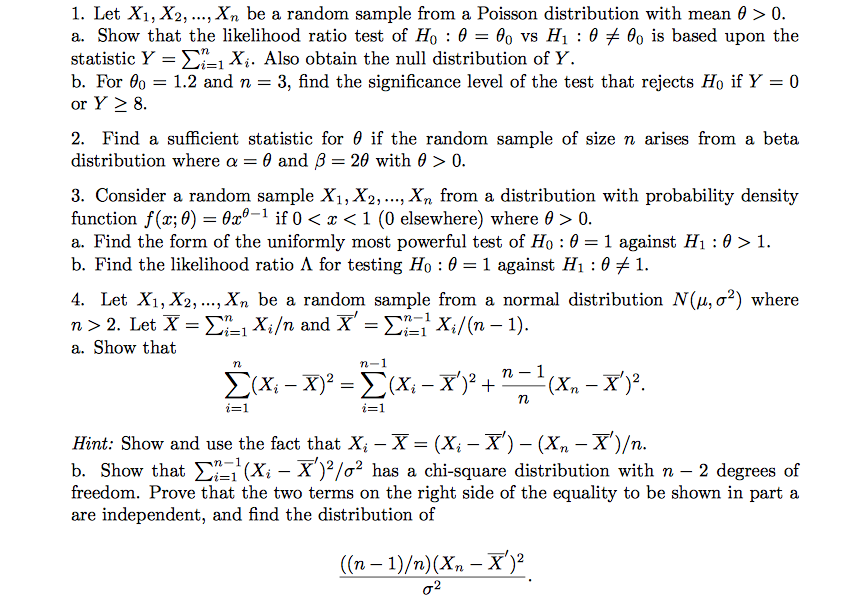 Let X_1, X_2, ..., X_n be a random sample from a | Chegg.com