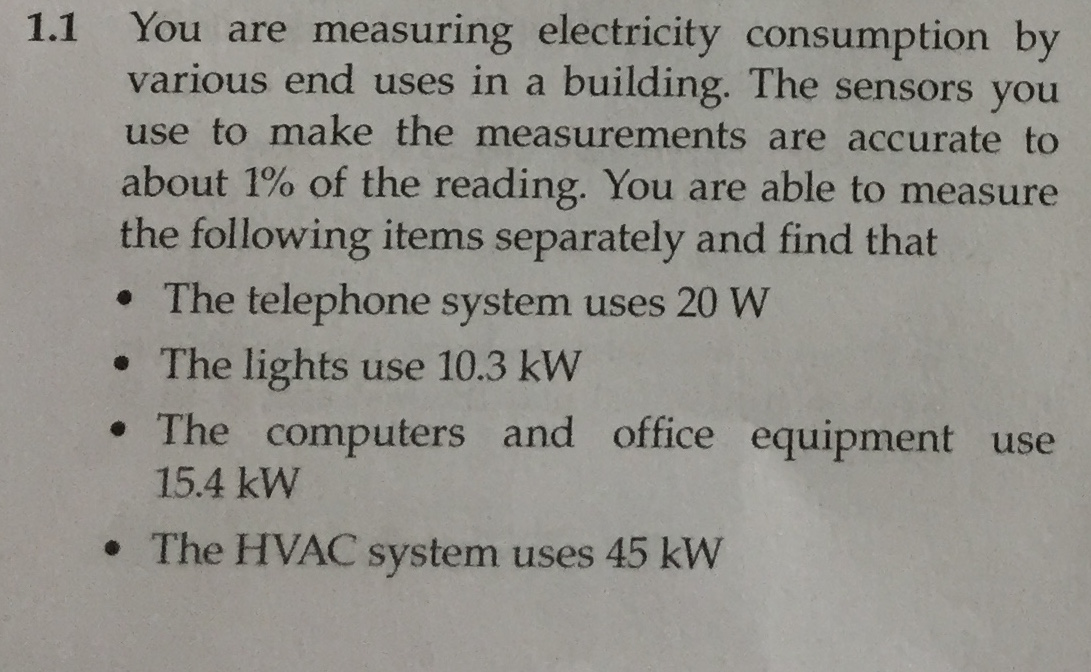 Solved 1.1 You are measuring electricity consumption by | Chegg.com