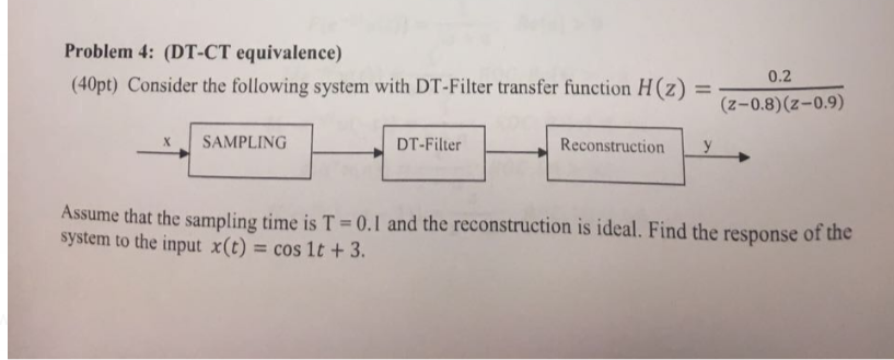 Solved Problem 4: (DT-CT equivalence) (40pt) Consider the | Chegg.com
