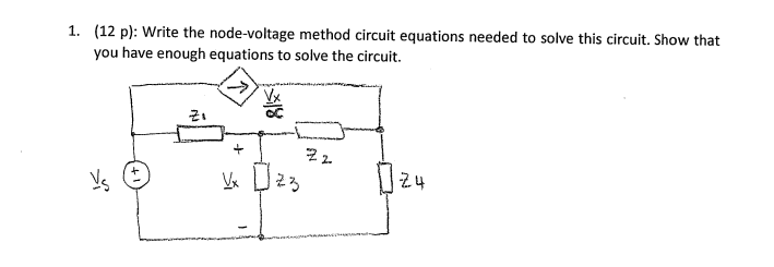 Solved (12 pl: Write the node-voltage method circuit | Chegg.com