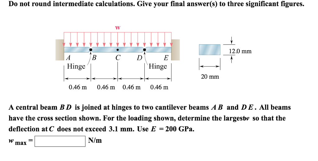 Solved A central beam BD is joined at hinges to two | Chegg.com