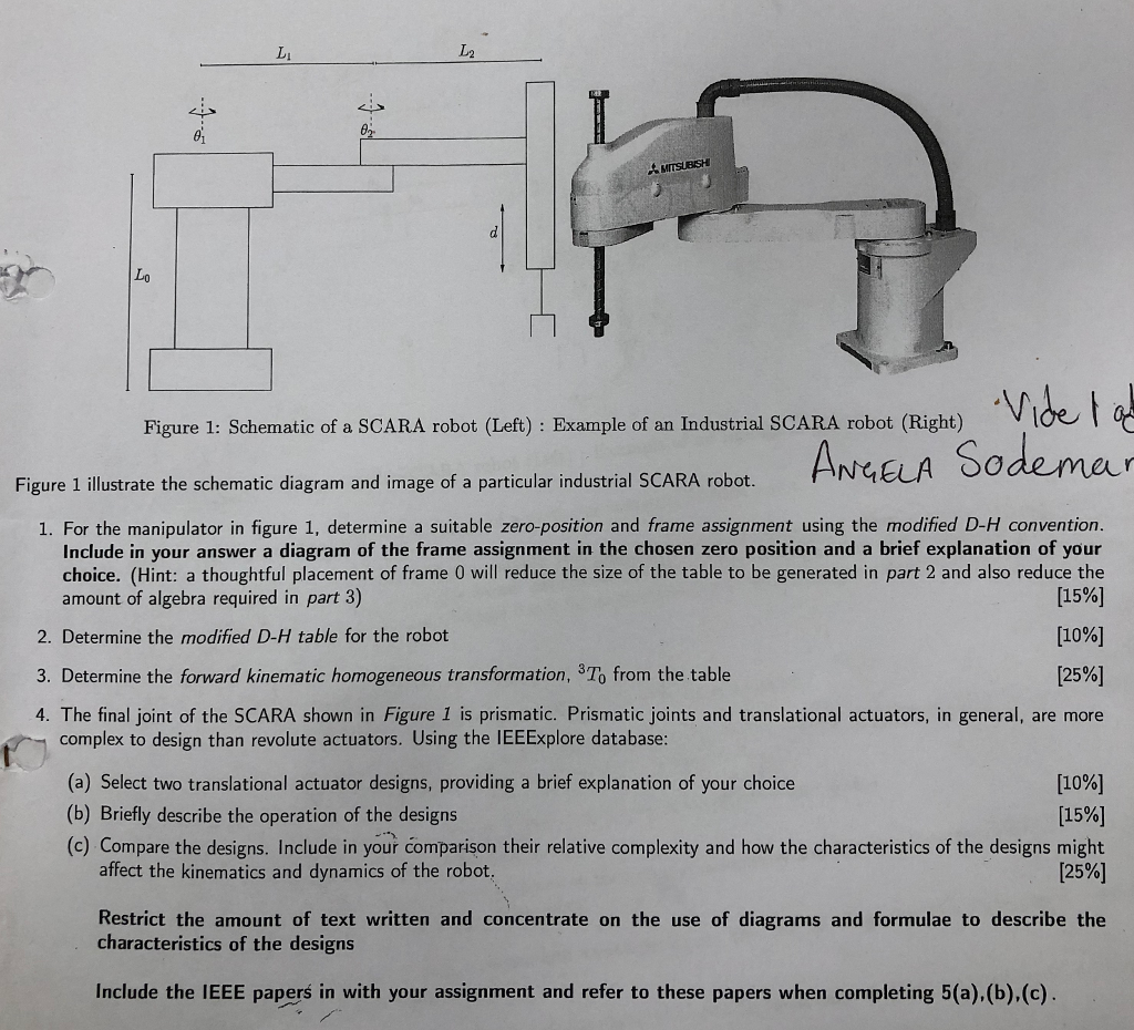 Solved L2 MISUBISH Lo Figure 1: Schematic of a SCARA robot | Chegg.com Solved L2 MISUBISH Lo Figure 1: Schematic of a SCARA robot | Chegg.com