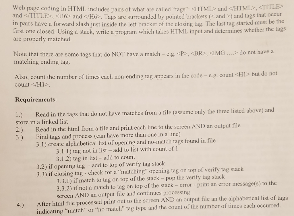 Web page coding in HTML includes pairs of what are | Chegg.com