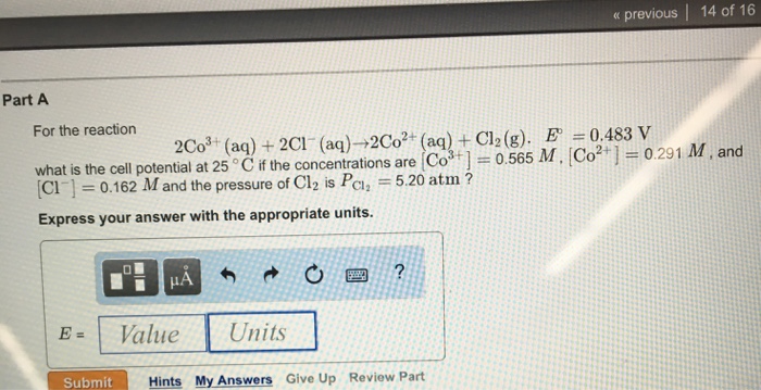 Solved Nernst equation? | Chegg.com