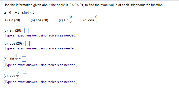 Solved the inormaton givabout the angle 0 05052% o ind the | Chegg.com