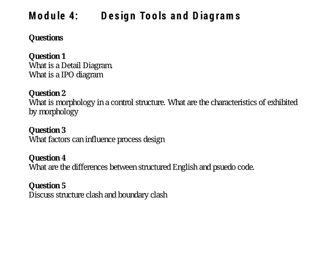 Solved Module 4: Design Tools and Diagrams Questions | Chegg.com