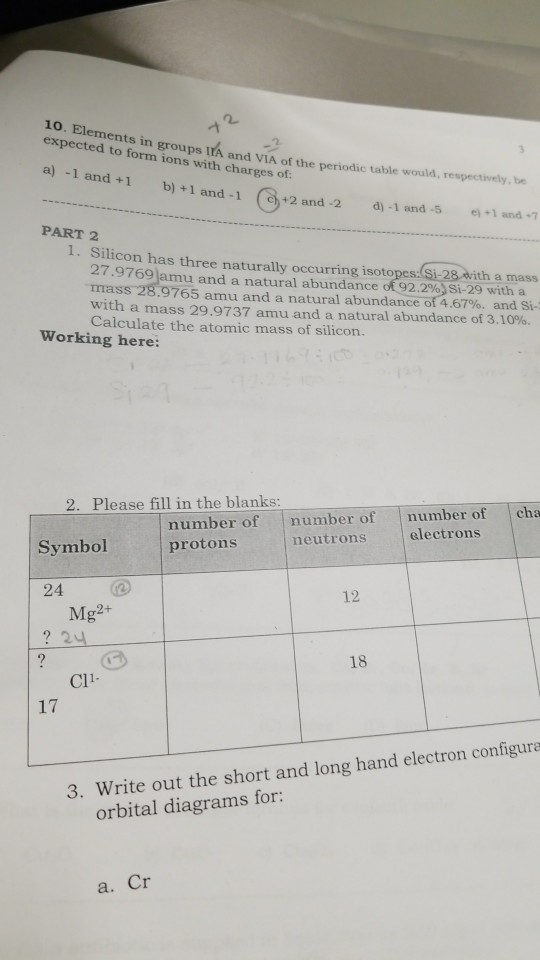 Solved 10. Elements in gr 2 in groups ITA and VIA of the | Chegg.com