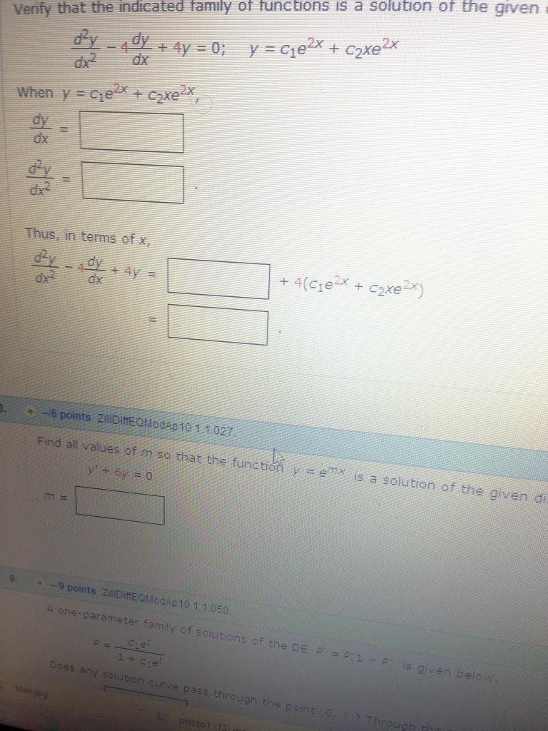 Solved 7.) Verify that the indicated family of functions is | Chegg.com Solved 7.) Verify that the indicated family of functions is | Chegg.com