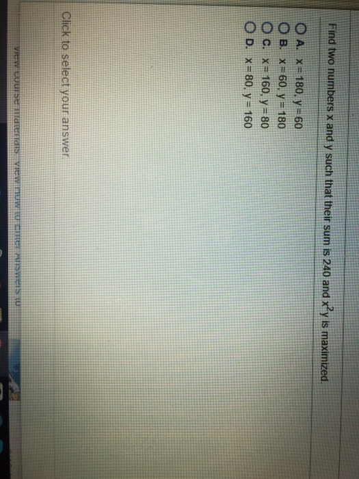 Solved Find two numbers x and y such that their sum is 240 | Chegg.com