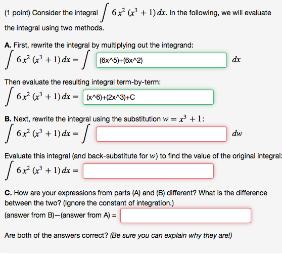 Solved )i the integral using two methods. A. First, rewrite | Chegg.com