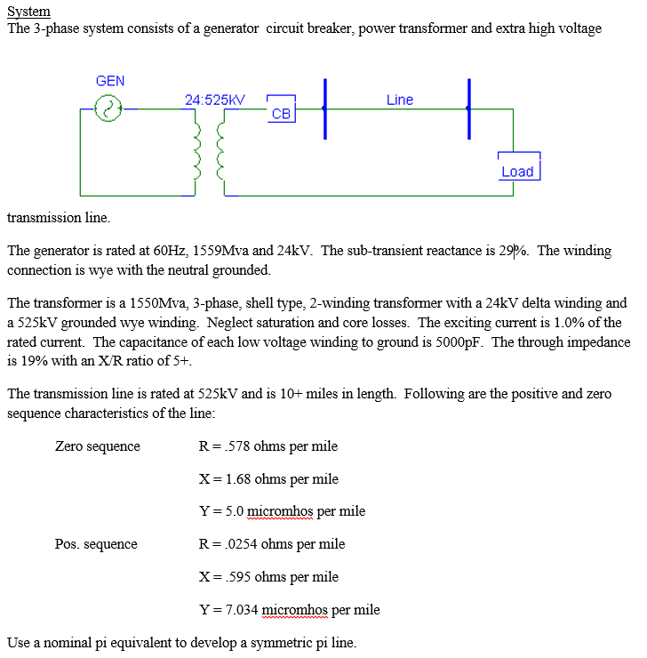 Solved System The 3-phase system consists of a generator | Chegg.com