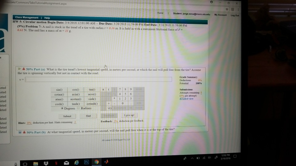Solved a.com/Common/TakeTutorialAssignment.aspx Student: | Chegg.com