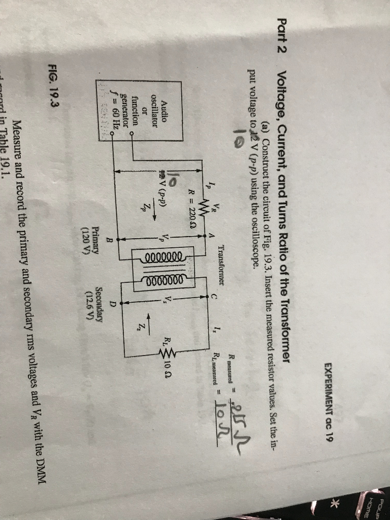 Solved EXPERIMENT ac 19 Part 2 Voltage, Current, and Turns | Chegg.com