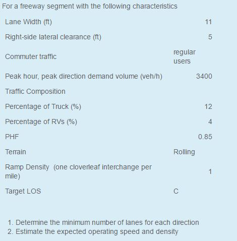 Solved For a freeway segment with the following | Chegg.com