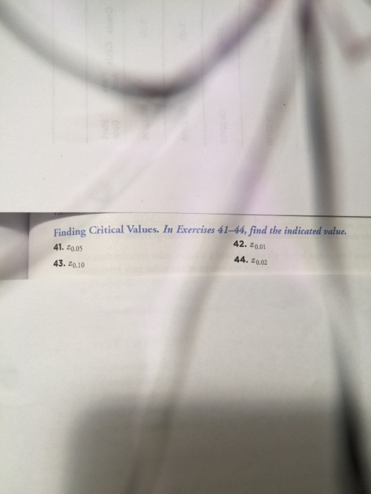 Solved Finding Critical Values. In Exercises 41-44, find the | Chegg.com
